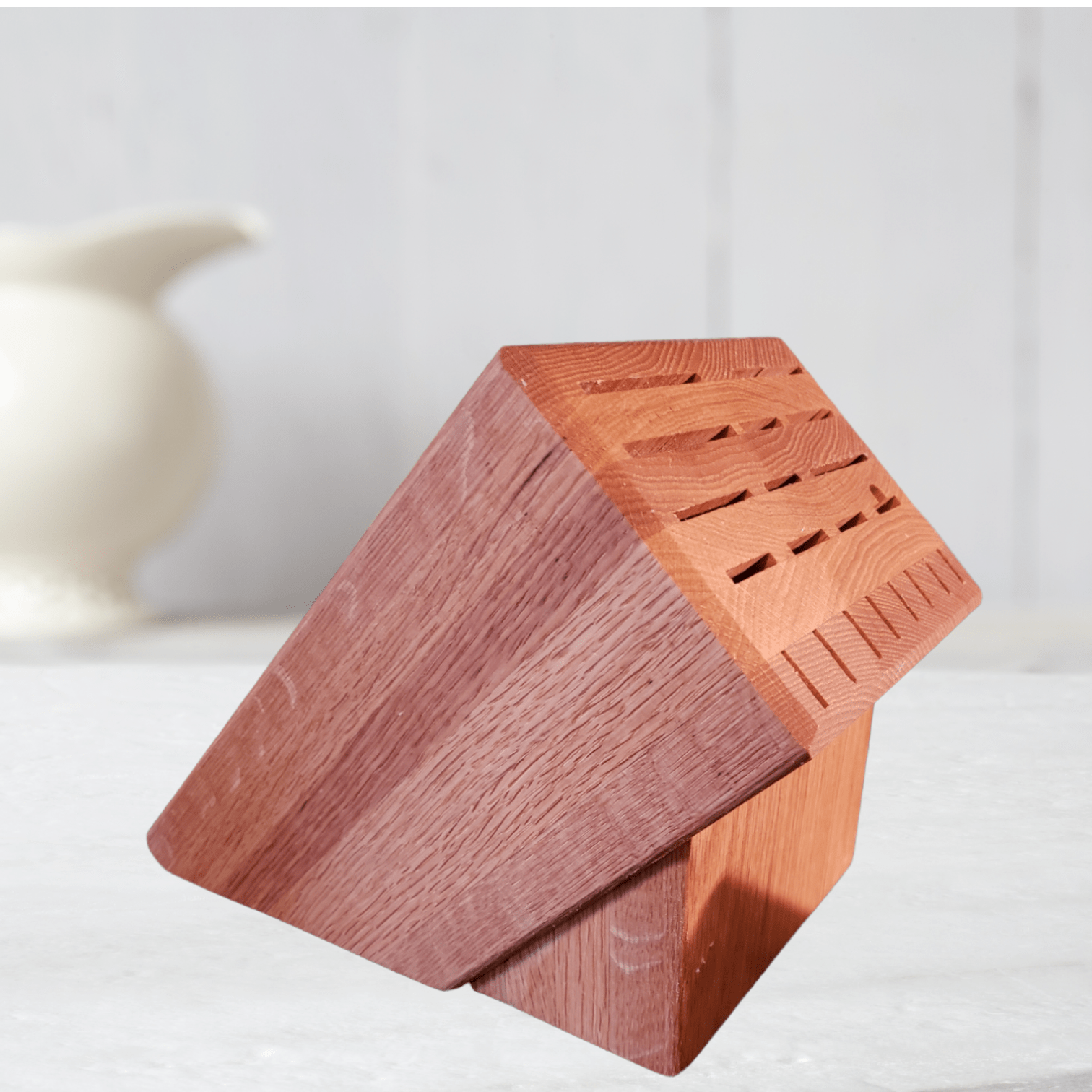 Red Oak Deluxe Knife Block w/Veg Peeler Slot - Homestead Treasures