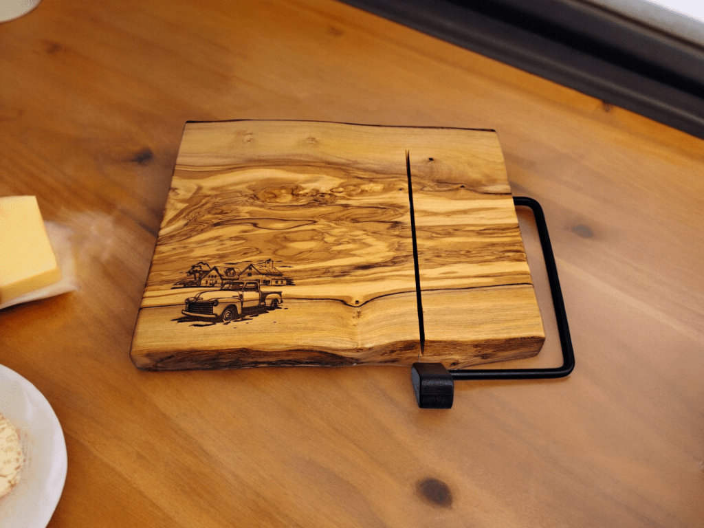Live Edge Olive Wood Cheese Slicer with 53 Chevy & Barn - Homestead ...
