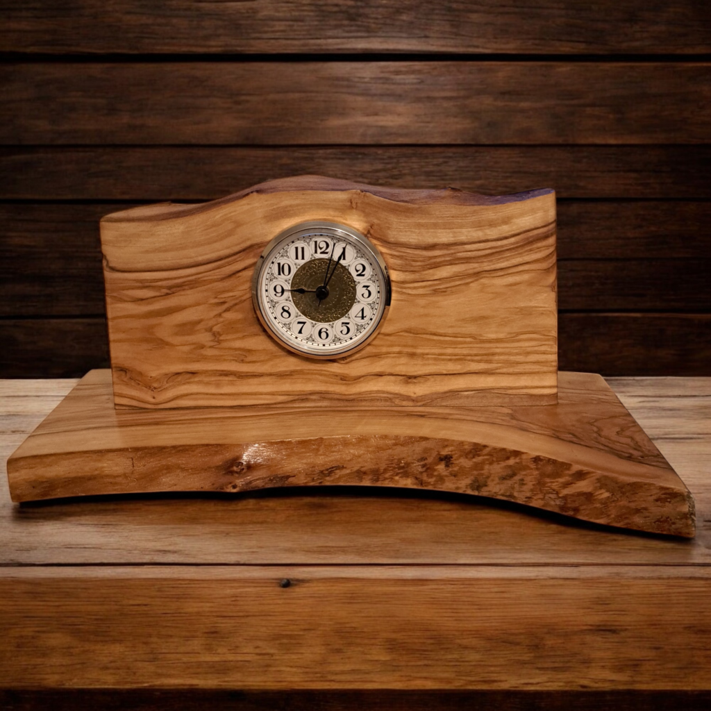 Live Edge Olive Wood Mantel Clock - Homestead Treasures